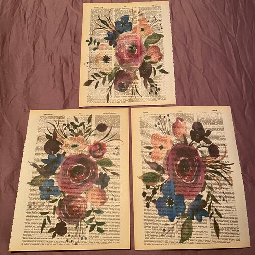 Floral Themed Dictionary Prints - Etsy