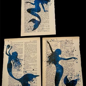 Mermaid Themed Dictionary Prints - Etsy