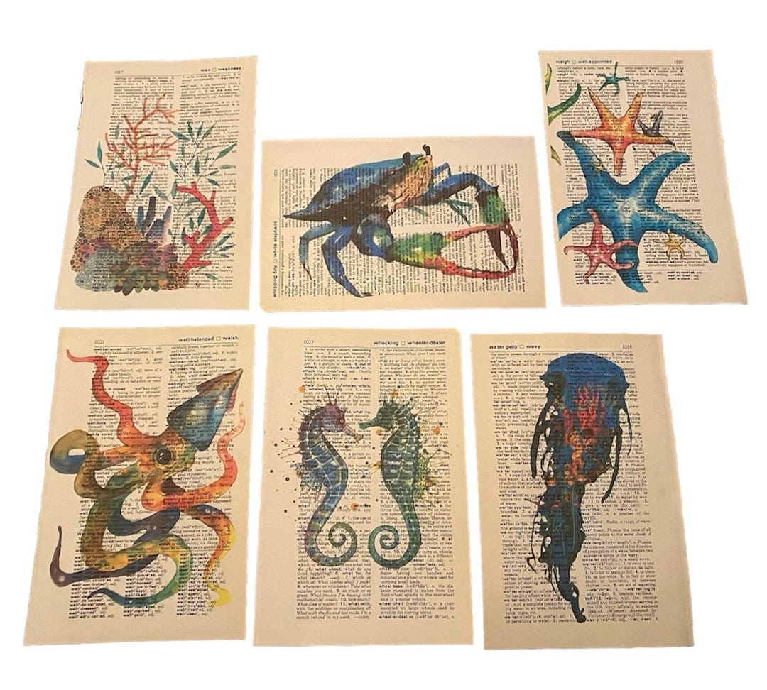 Sea Life Themed Dictionary Prints - Etsy