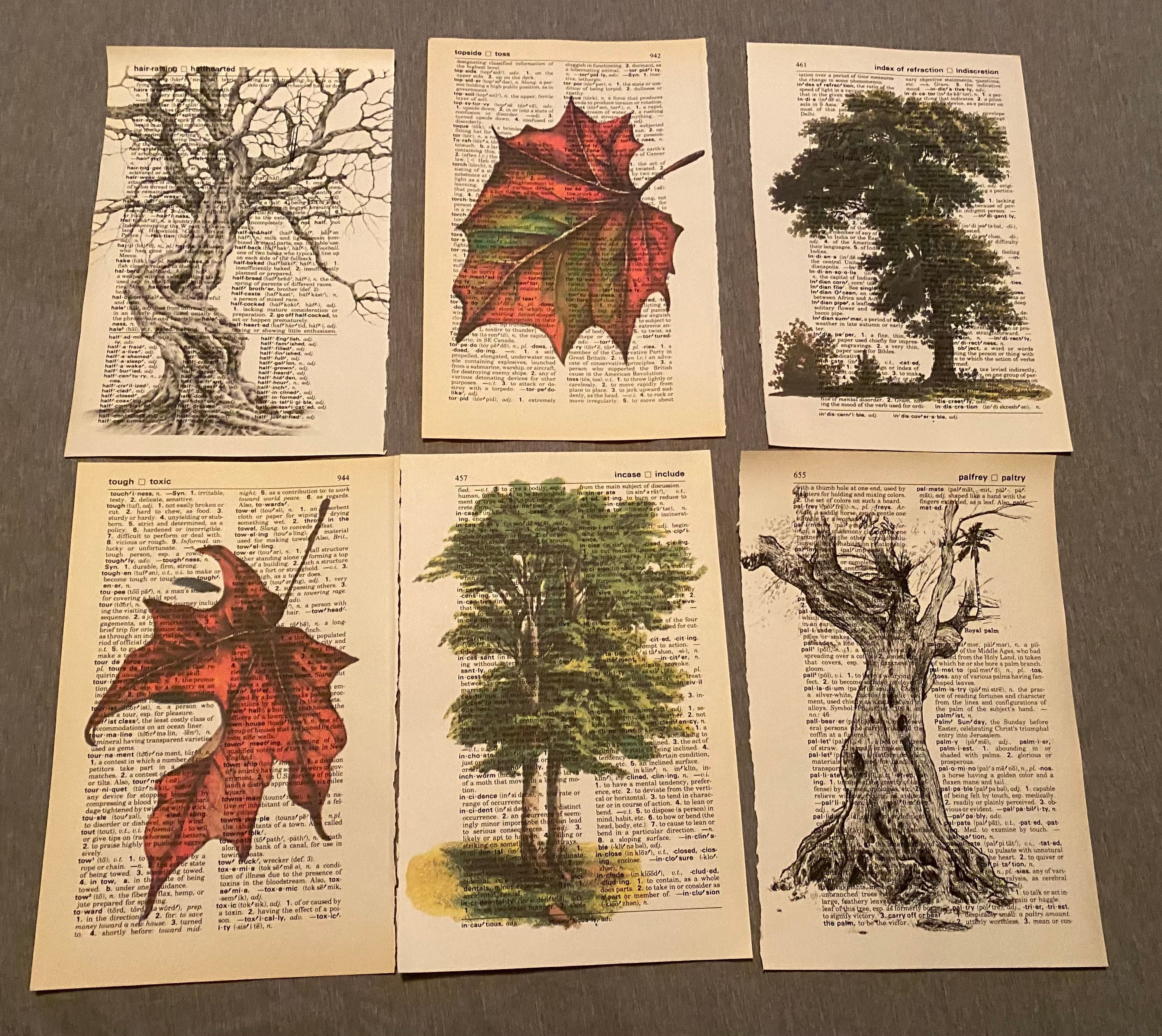 Tree themed dictionary prints | Etsy