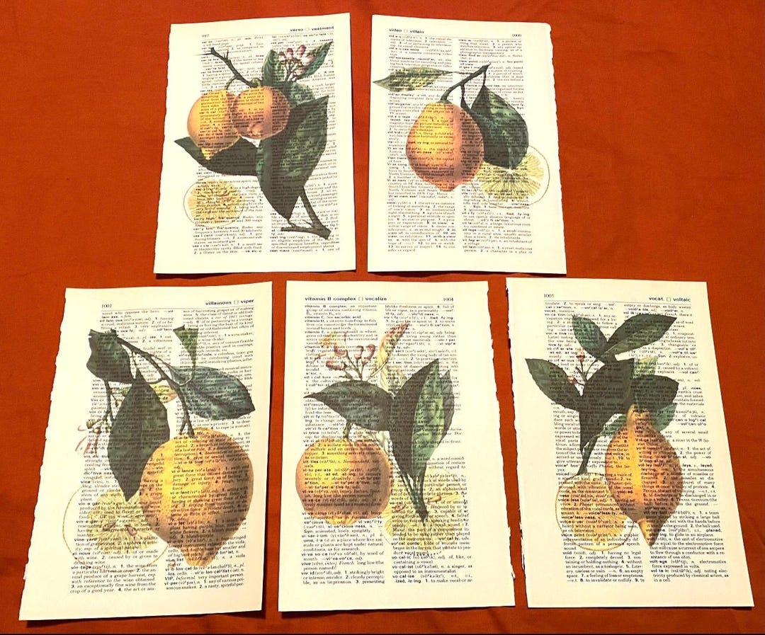 Lemon Themed Dictionary Prints - Etsy