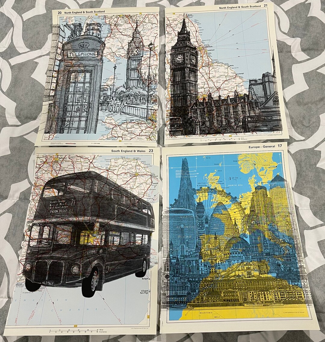 London, England Themed Map/atlas Prints - Etsy