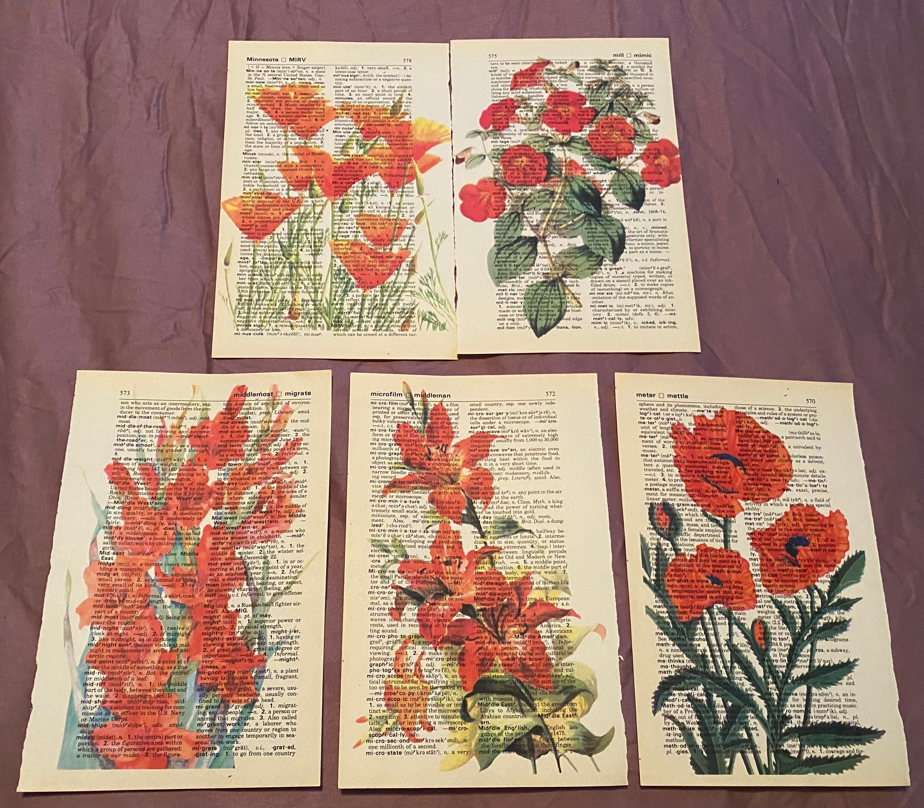 Flower Themed dictionary prints | Etsy