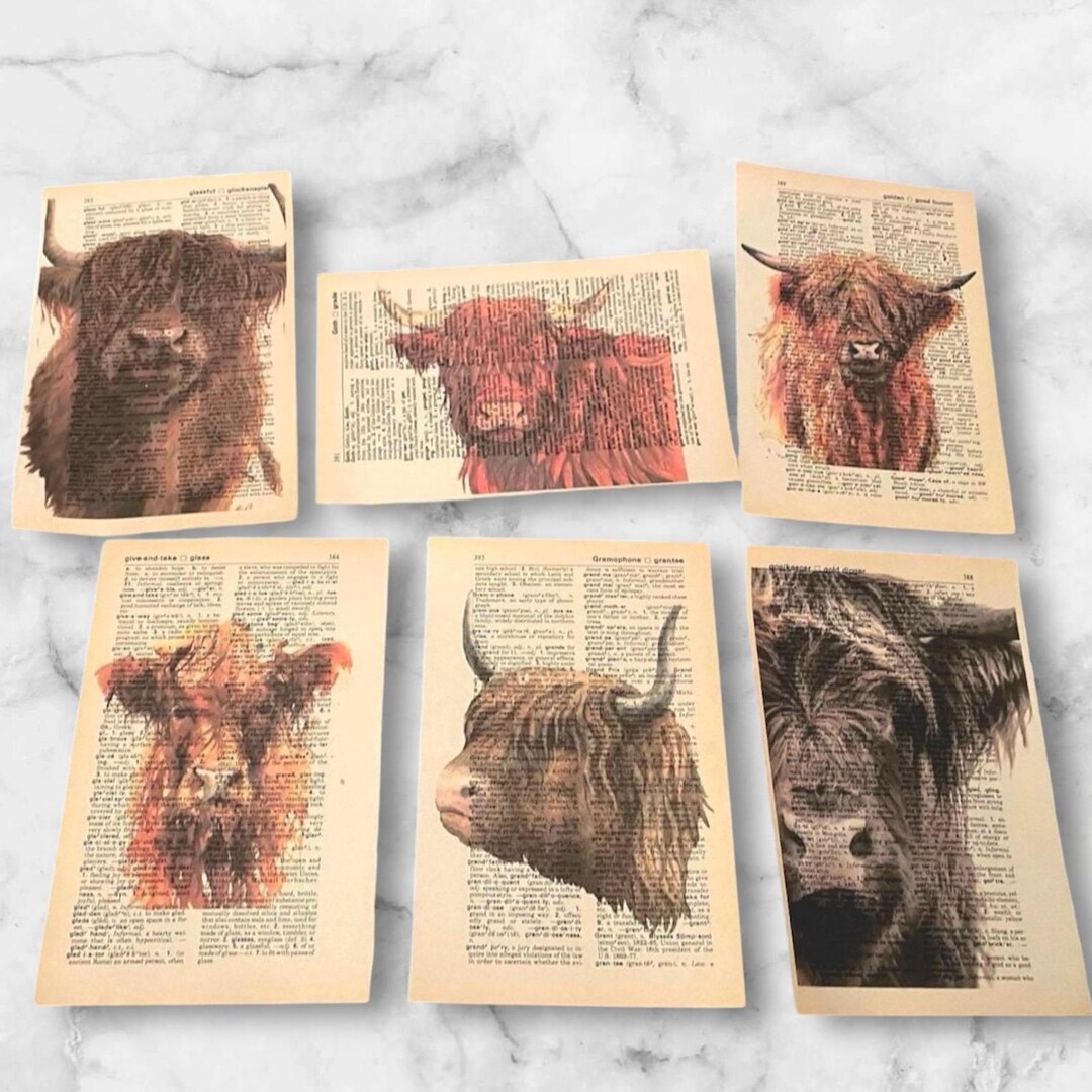Highland Cow Themed Dictionary Prints - Etsy