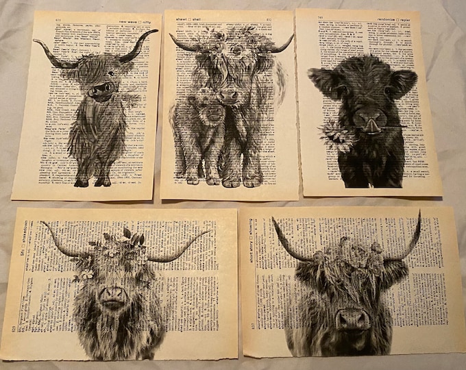Highland Cow Themed Dictionary Prints - Etsy