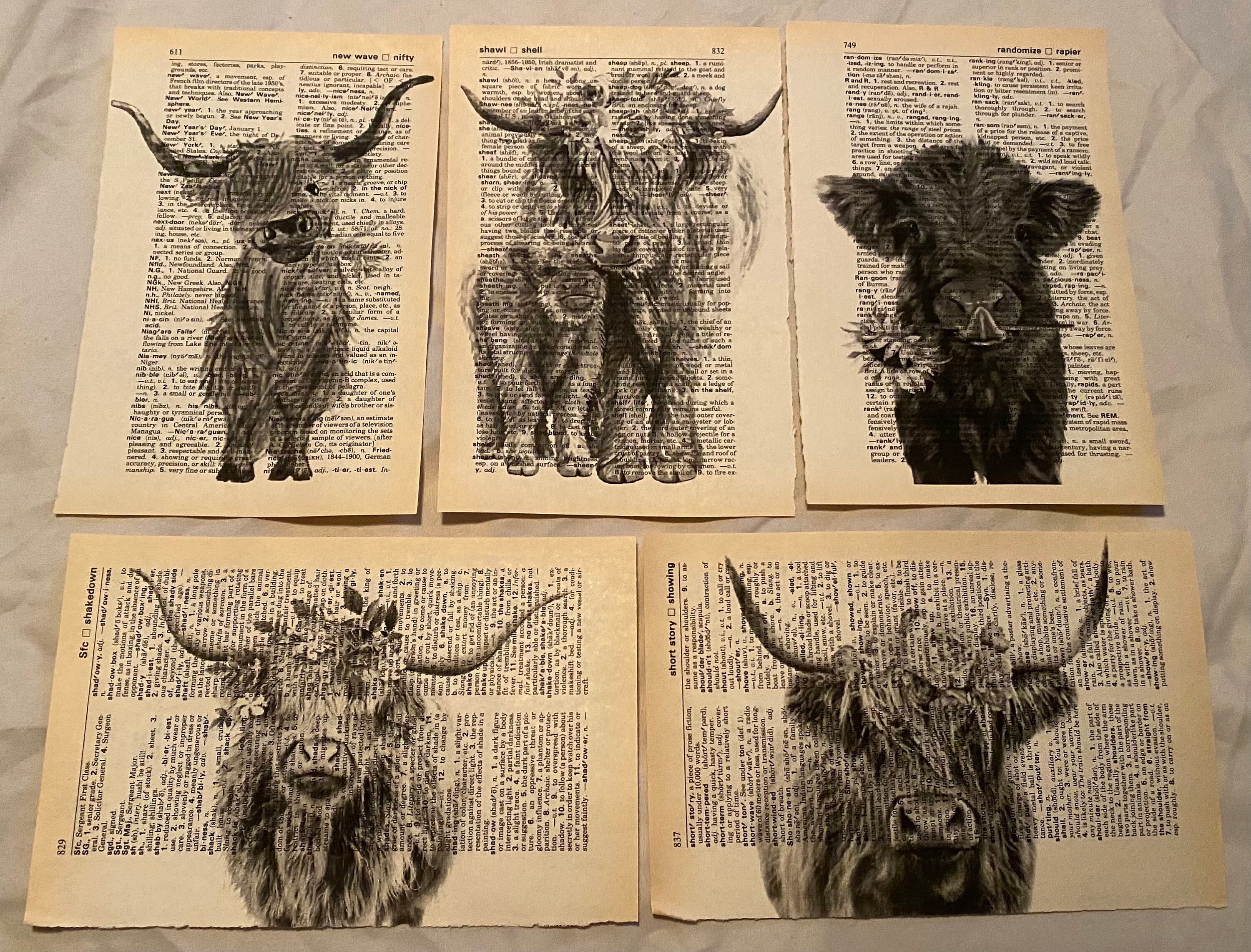 Highland Cow Themed Dictionary Prints - Etsy