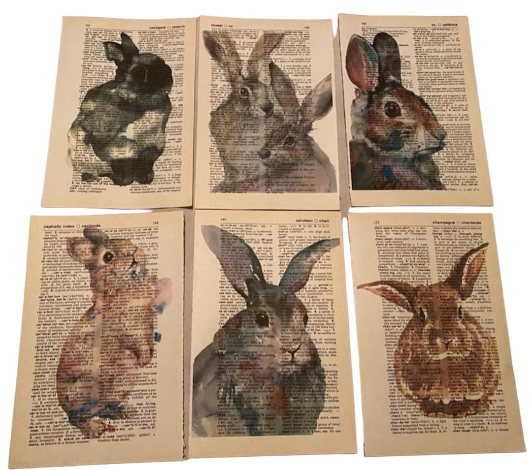 Rabbit Themed Dictionary Prints - Etsy