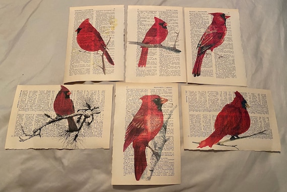 Bird cardinal Themed Dictionary Prints | Etsy