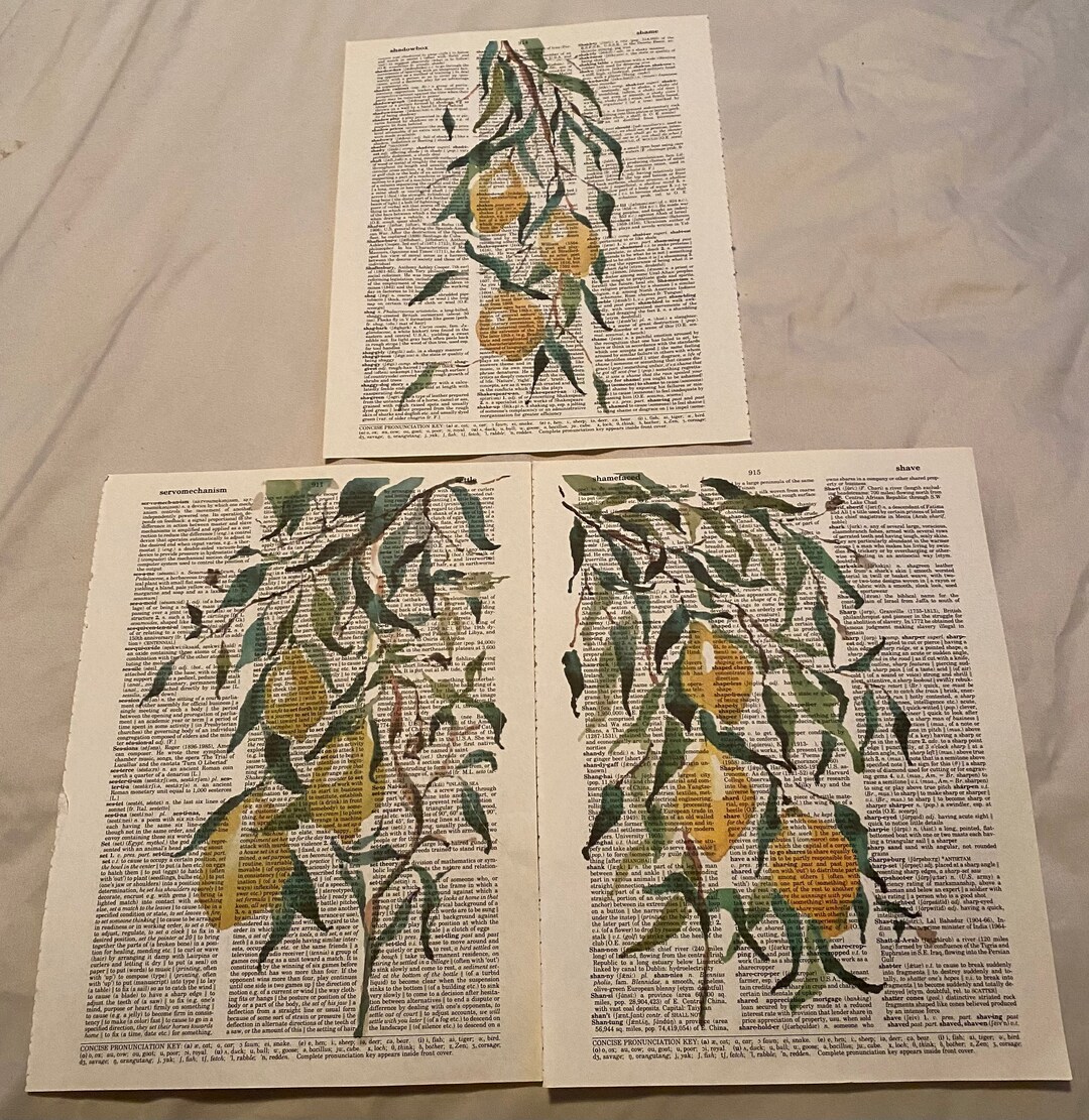 Lemon Themed Dictionary Prints - Etsy