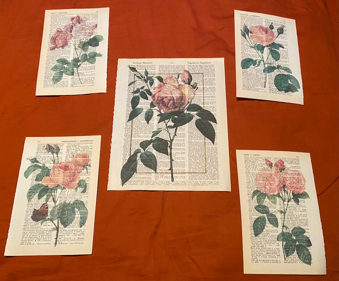 Flower (rose) Themed Dictionary Prints - Etsy