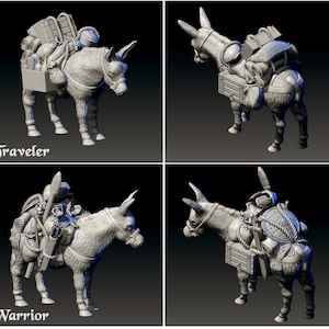 Miniature Pack Mules. Four Types of Pack Mules. Perfect for D&D ...
