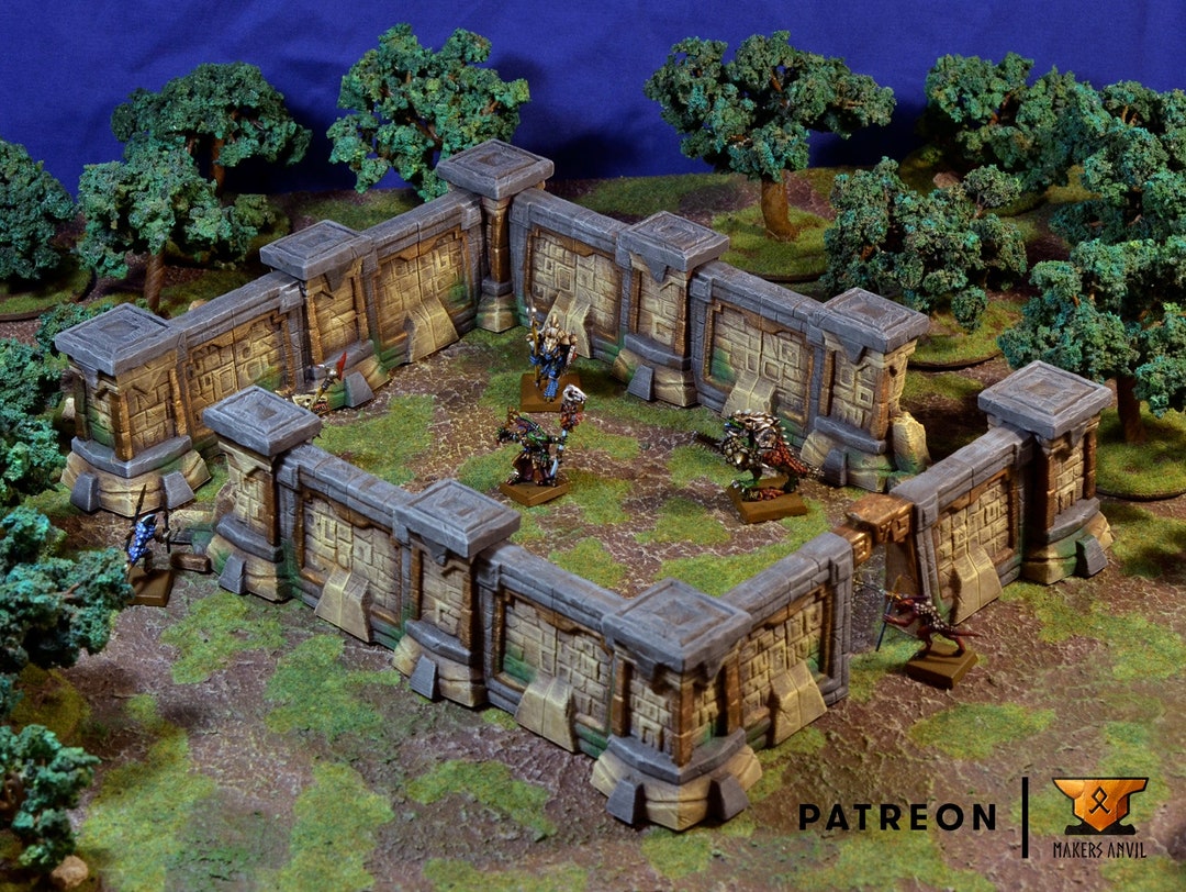 2 Sets of Modular Aztec Walls. Perfect for City of Tarok Terrain ...