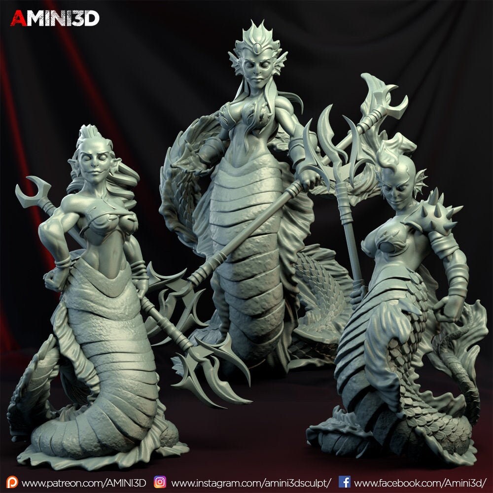 Merfolk Resin Miniature. Perfect for D&D Dungeons and Dragons - Etsy