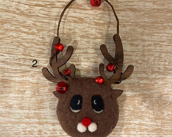Needle Felted Reindeer Ornament - Etsy