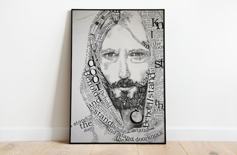 Jesus Typography Portrait Print Bible Christian Gifts Bible | Etsy
