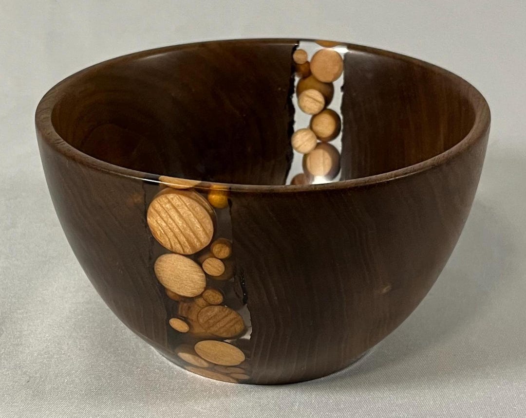 Handmade One of a Kind Black Walnut Snack Bowl. Split Filled With ...