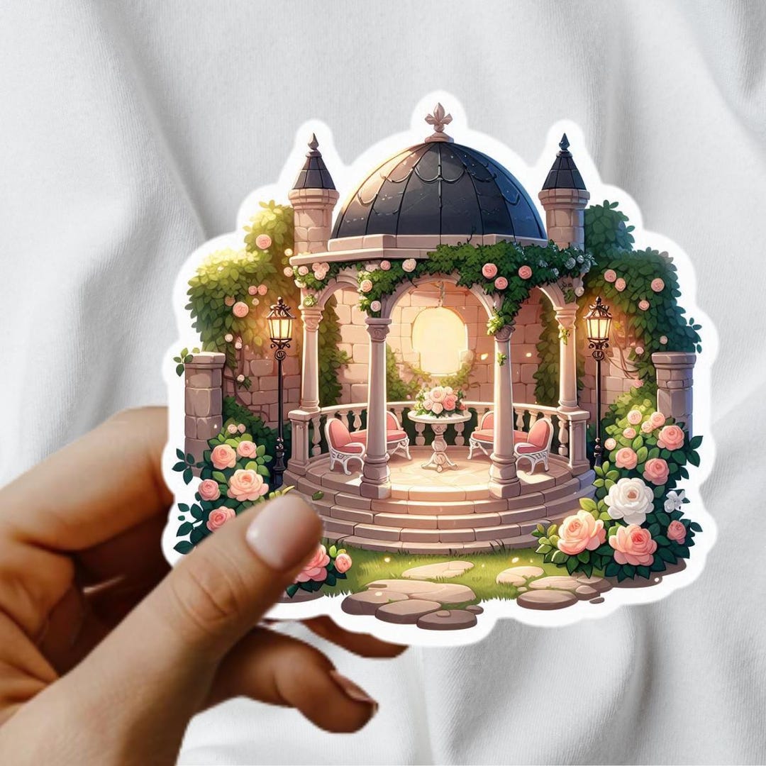 Gazebo | Rose Garden | Travel Sticker | Waterproof Option | Elegant ...