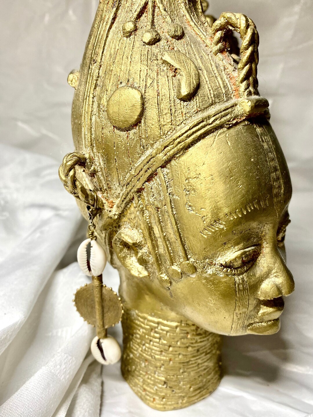 Maxi-earrings Cowries and Bronze, Large Earrings, Bronze, Long Earrings ...