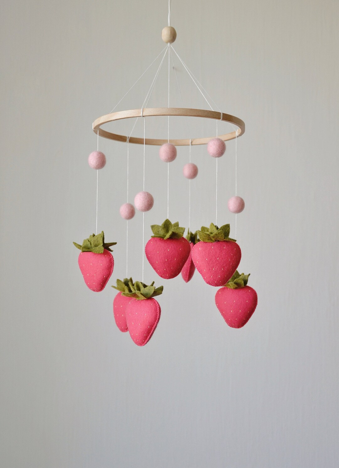 Felt Strawberry Baby Crib Mobile, Fruit Baby Mobile, Strawberry Nursery ...