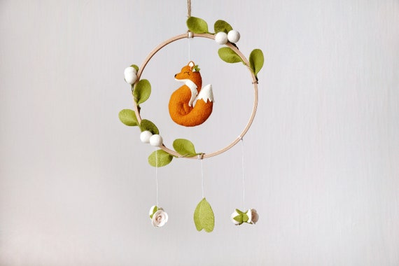 Baby Mobile Woodland Felt Fox Baby Mobile Felt Leaf Mobile - Etsy