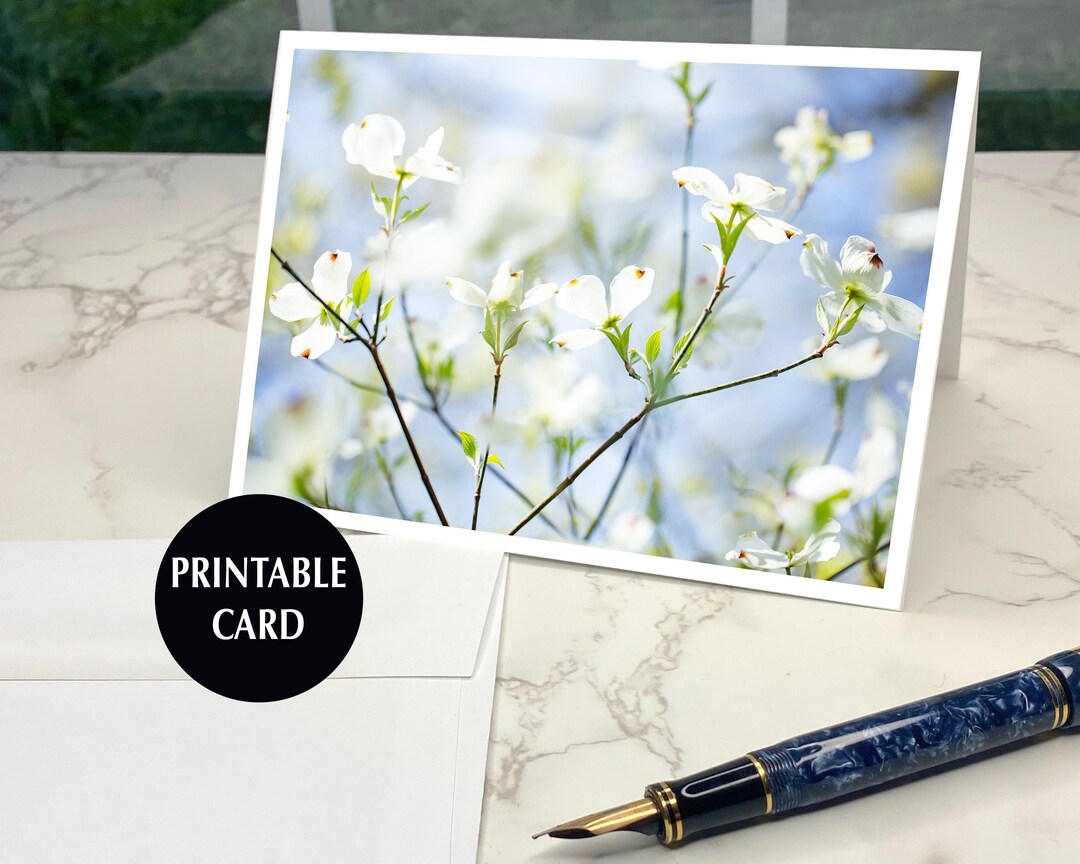 Printable Card, Printable Greeting Card, Printable Note Card, Dogwood ...