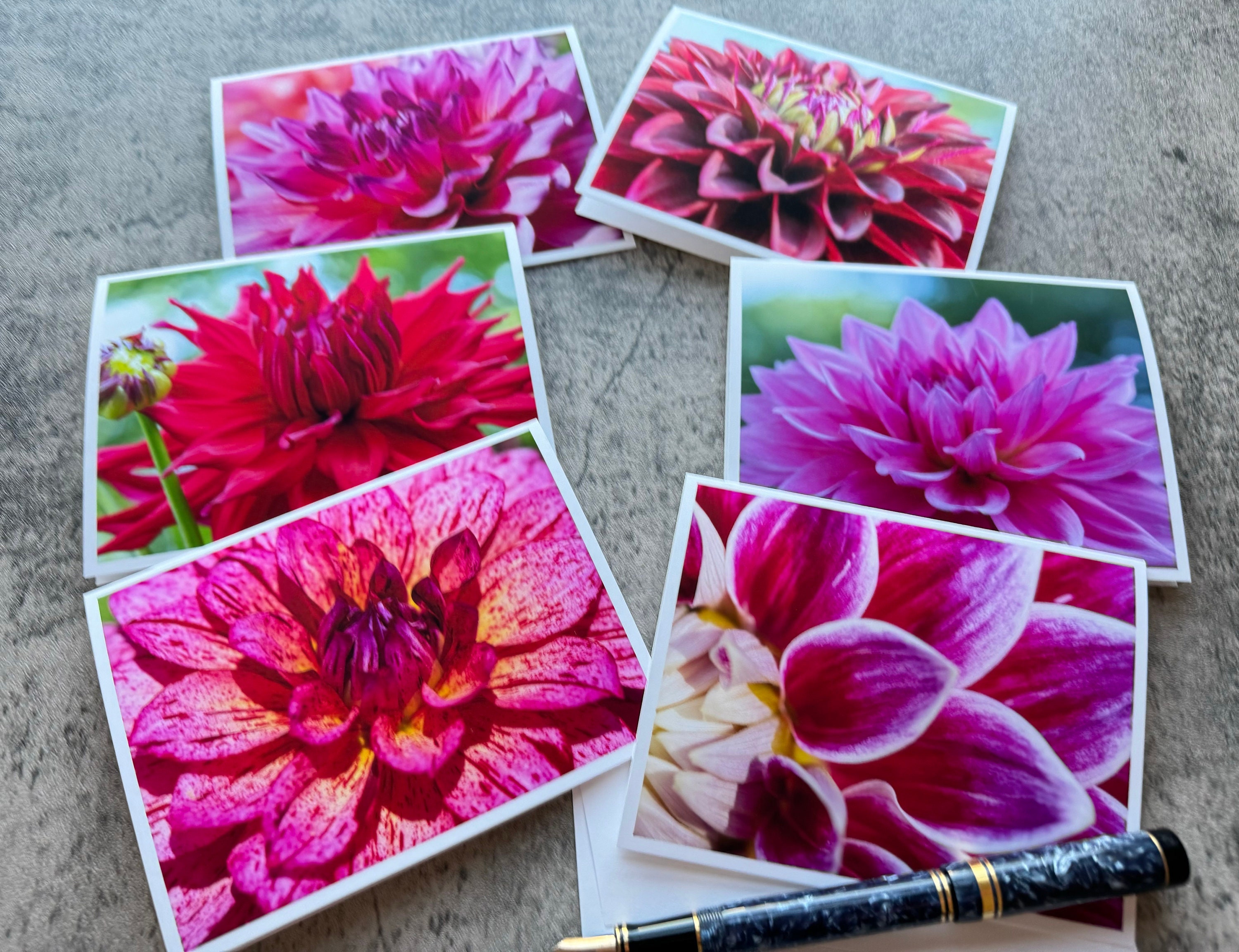 Dahlia Photo Note Cards set of 6, Dahlia Notecards, Flower Note Cards ...