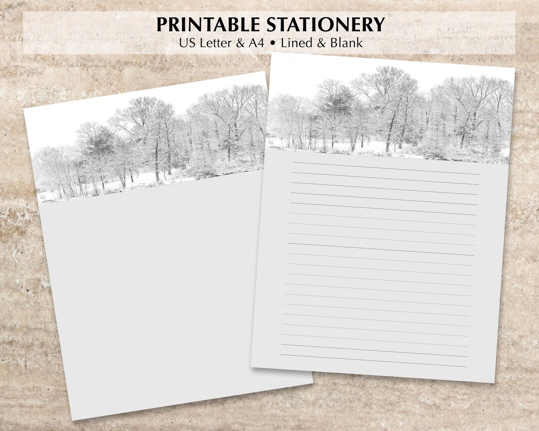 Winter Scene Printable Stationery, Lined & Unlined (digital Download ...