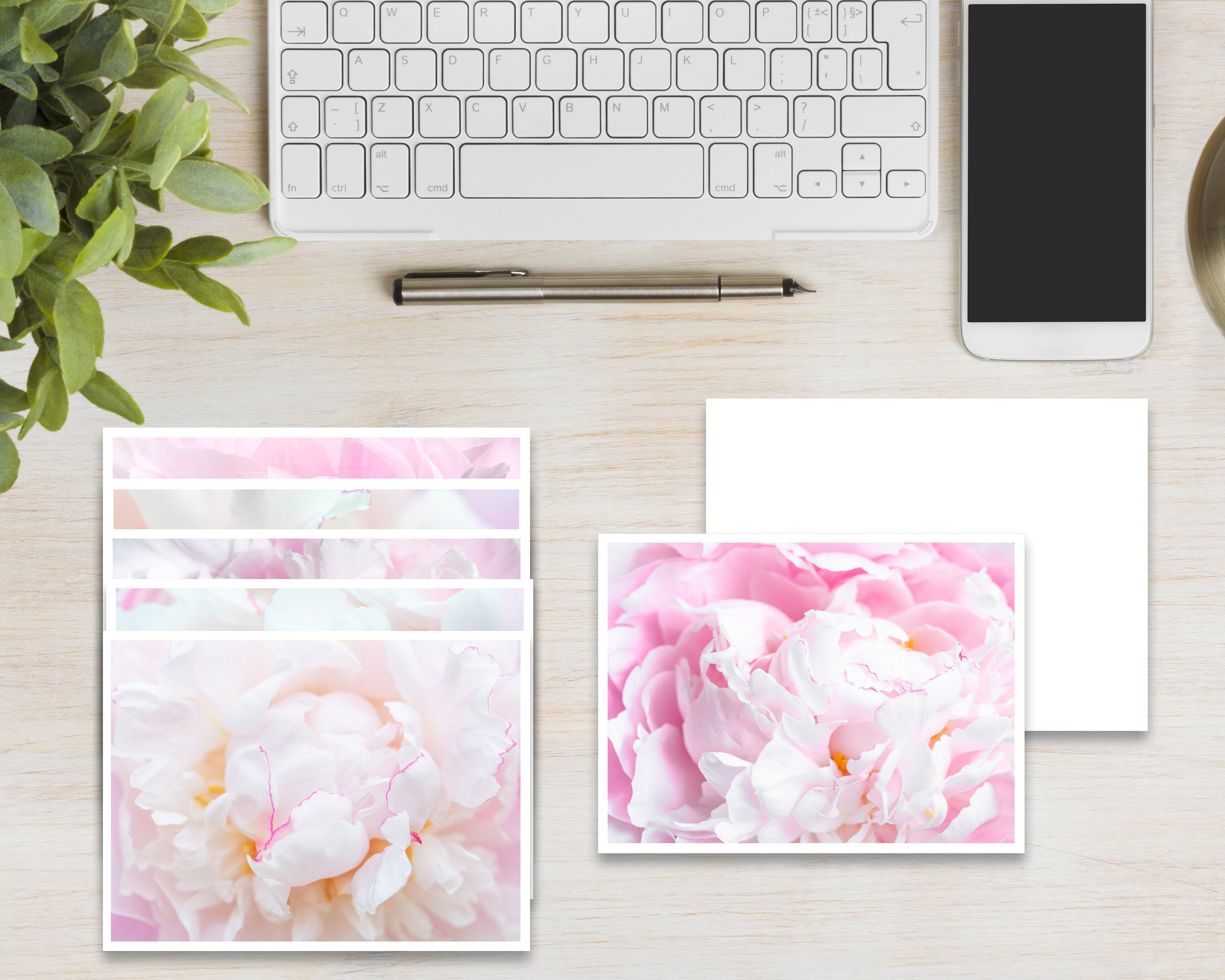 Peony Note Cards set of 6, Photo Note Card Set, Blank Note Cards With ...