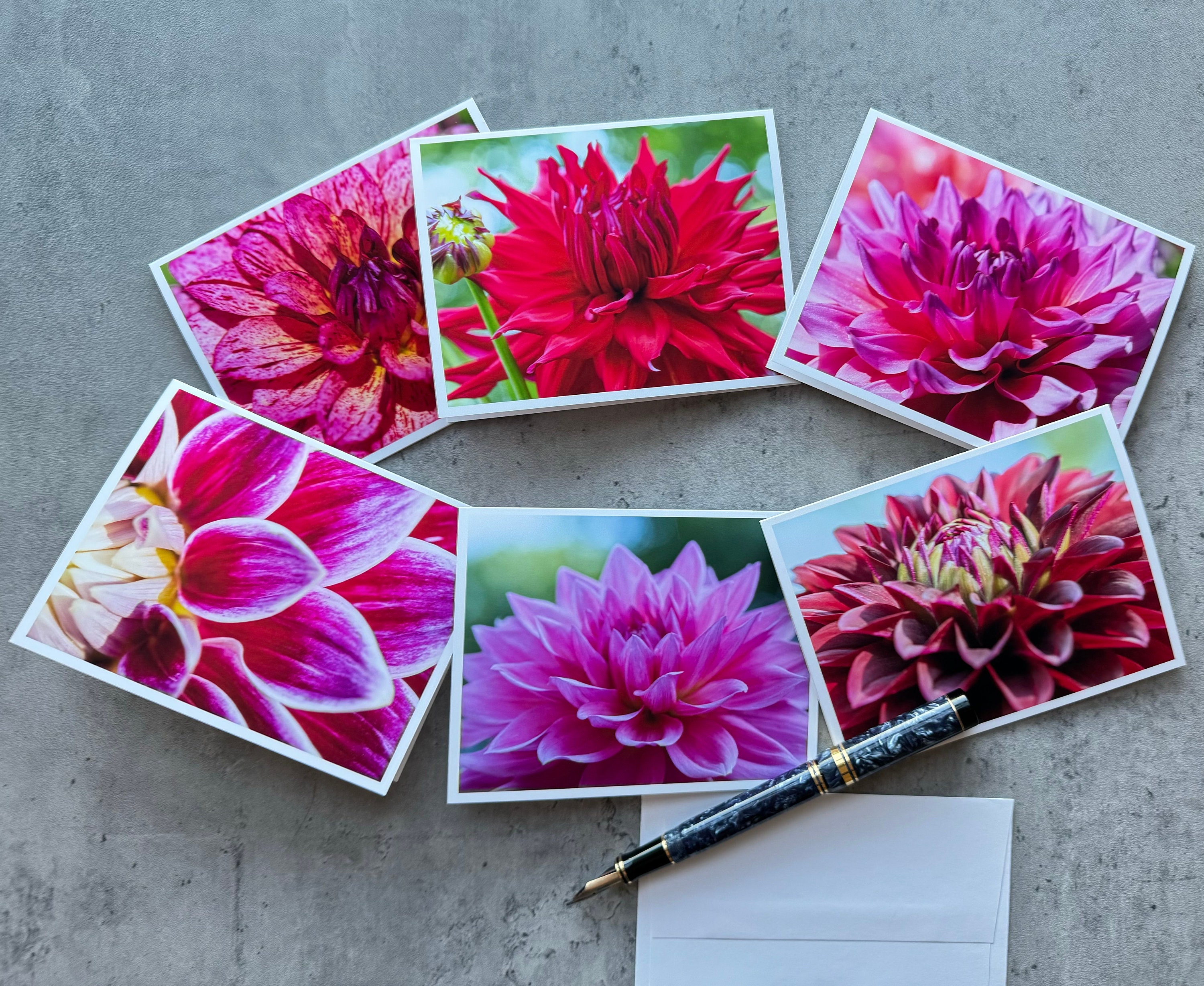 Dahlia Photo Note Cards set of 6, Dahlia Notecards, Flower Note Cards ...