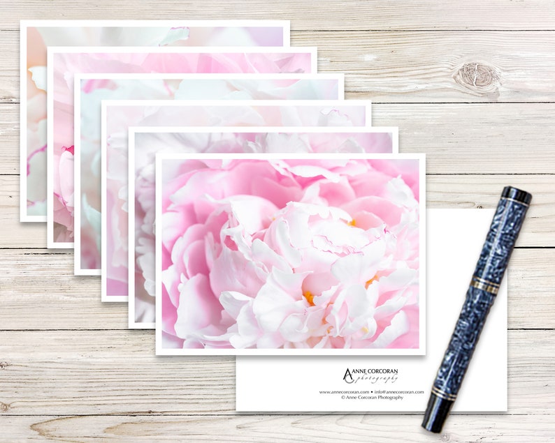 Peony Note Cards (set of 6), Photo Note Card Set, Blank Note Cards With ...