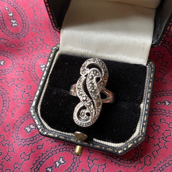 Beautiful vintage Art Deco style silver ring encrusted with | Etsy