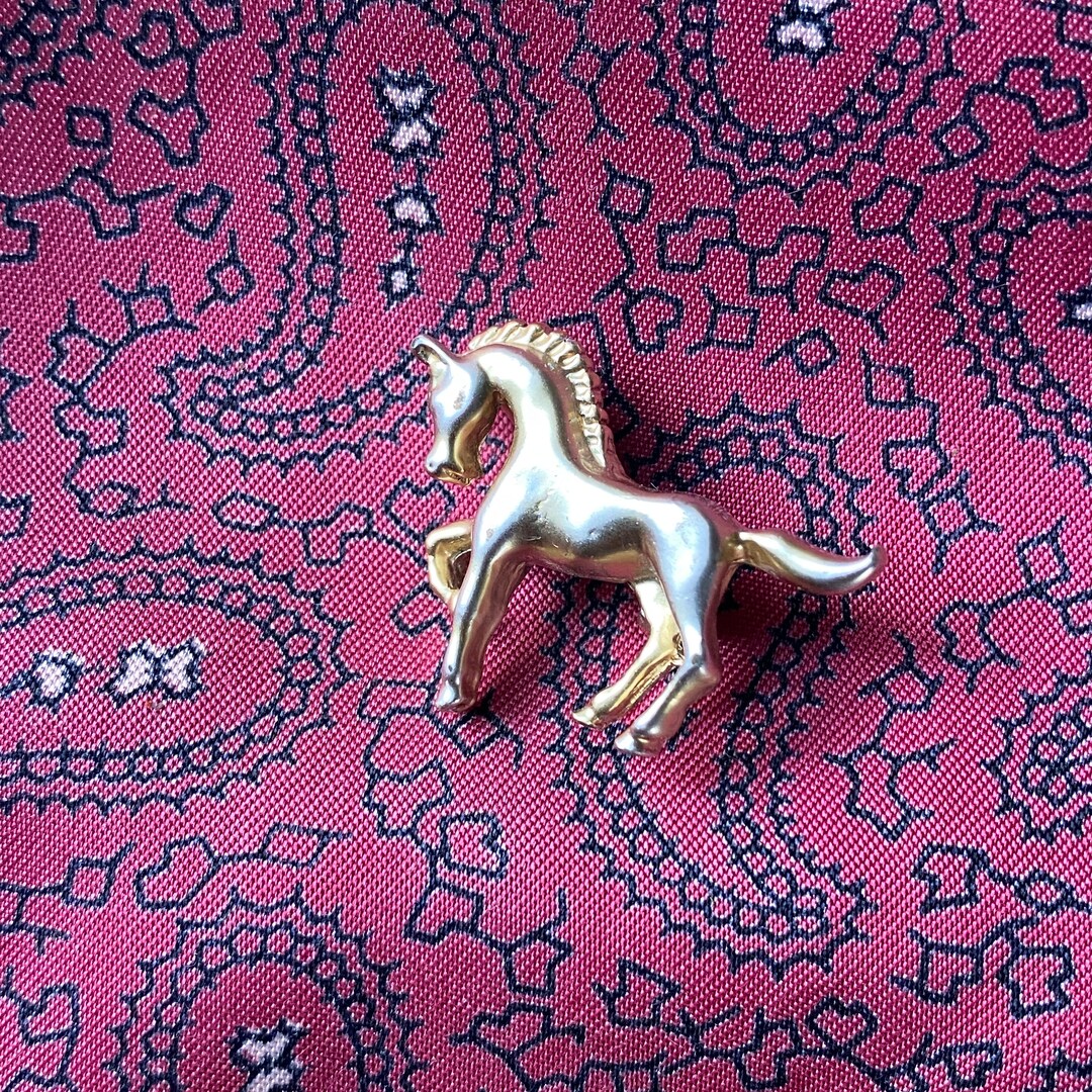Broche vintage cheval cabré doré. - Etsy France