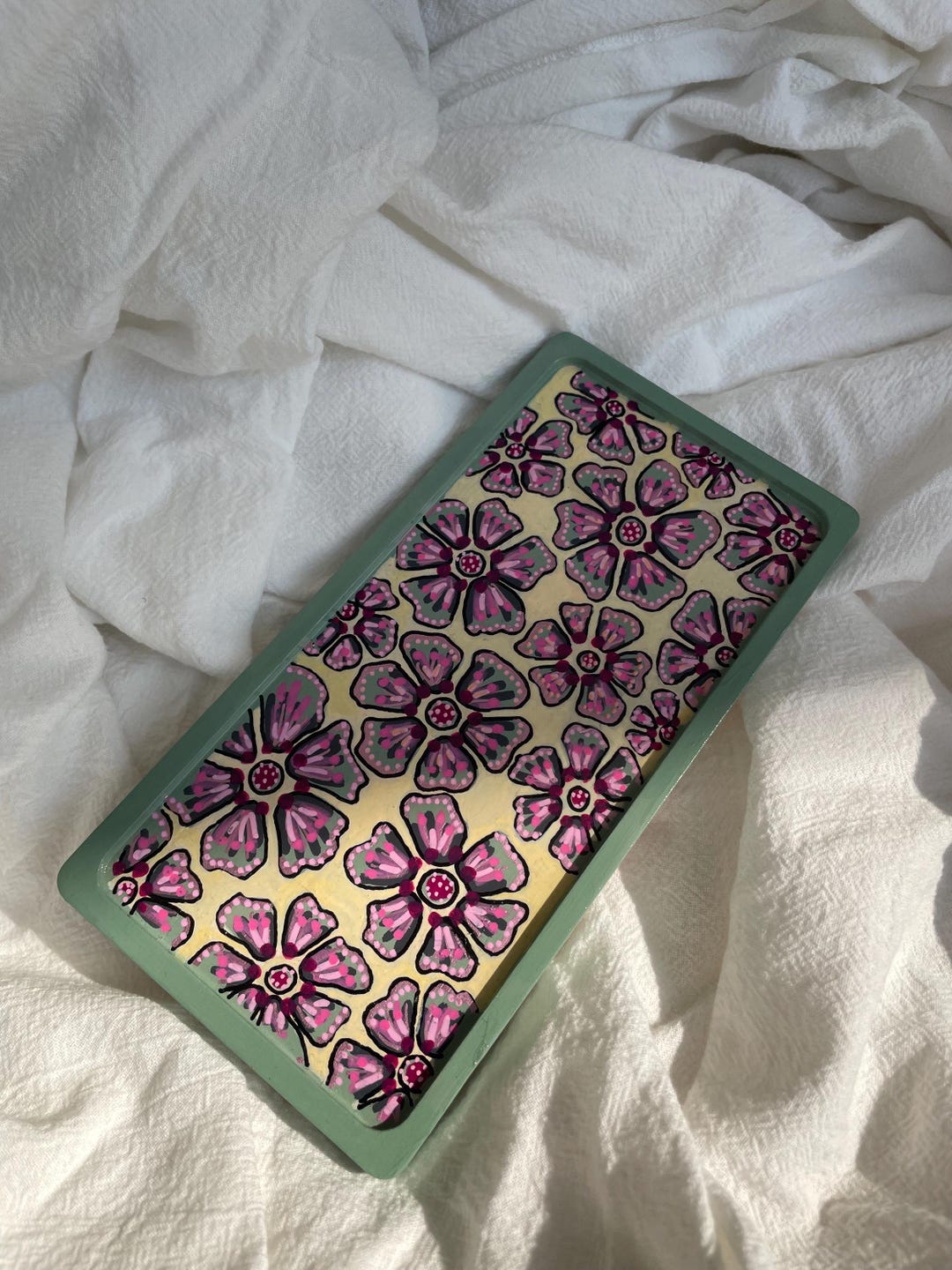 Mini Tray/empty Pocket With Floral Pattern - Etsy