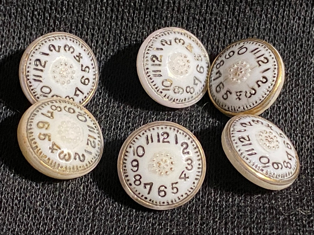 Vintage Milk Glass Clock Face Buttons Self-shank Lot of 6 - Etsy
