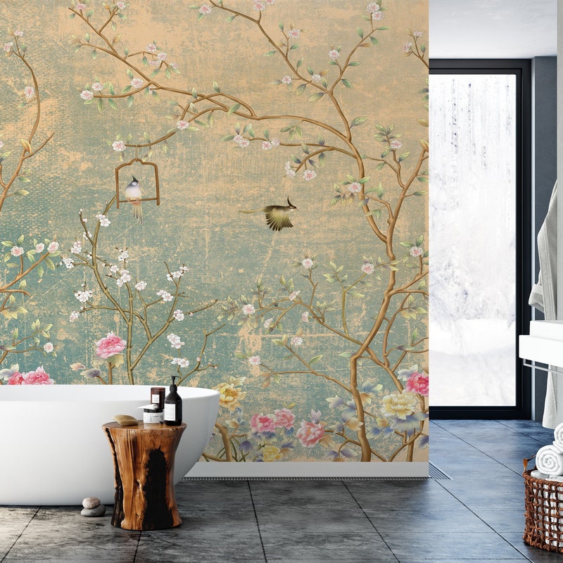 Chinoiserie Wallpaper Mural - Etsy