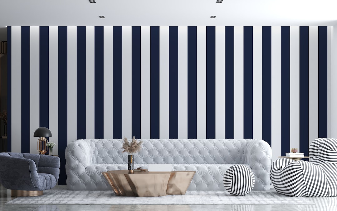 Stripes Wallpaper, Customizable Color Stripes Wallpaper, Geometric Wall ...