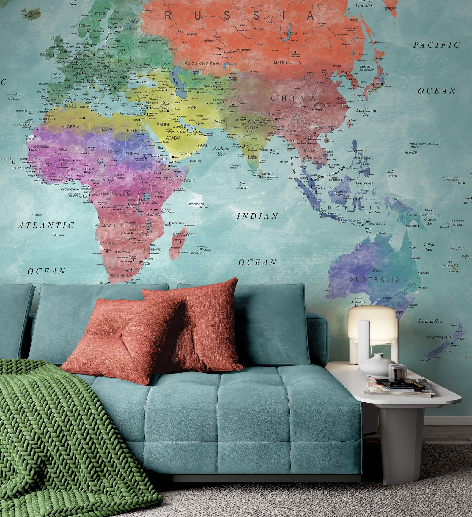 Customized Large World Map Decal World Map Wallpaper World Map - Etsy