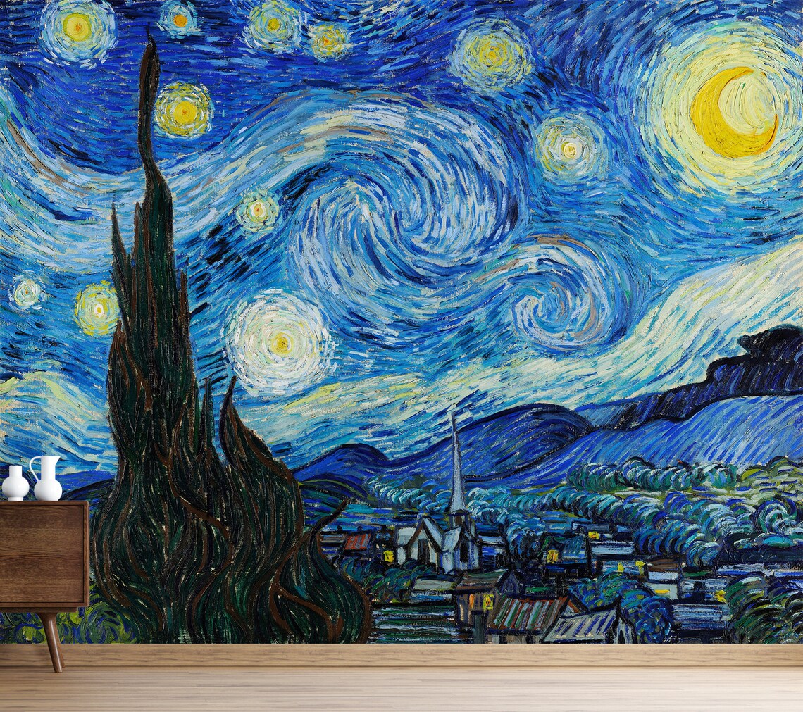 Abstract Night Landscape Wallpaper Abstract Art Wallpaper - Etsy