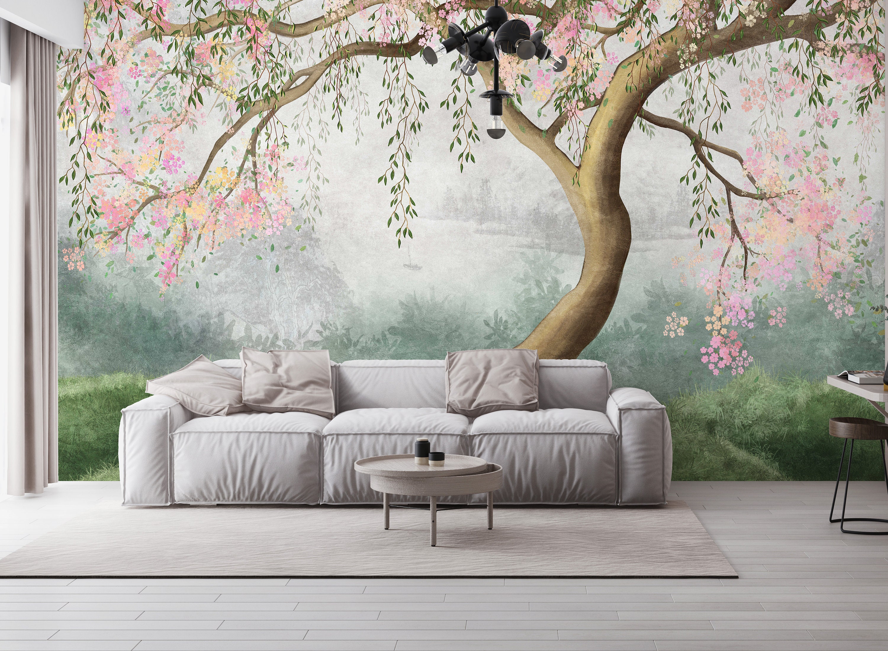 Under the Tree Wallpaper Flowering Tree With Willow Branches | Etsy ...