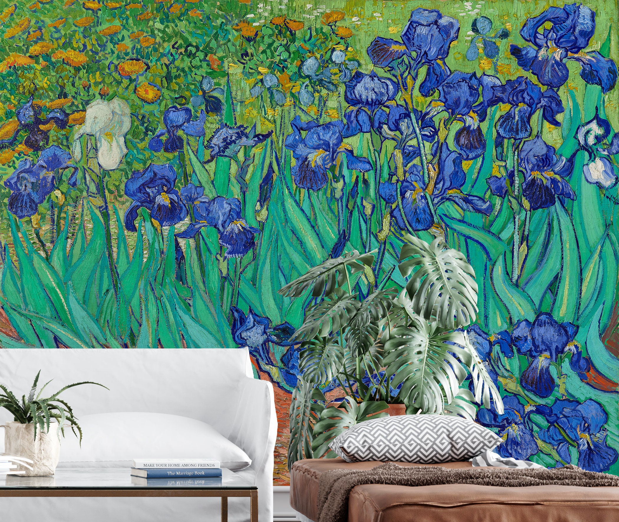 Flower Garden Wallpaper Mural Floral Wallpaper Irises | Etsy