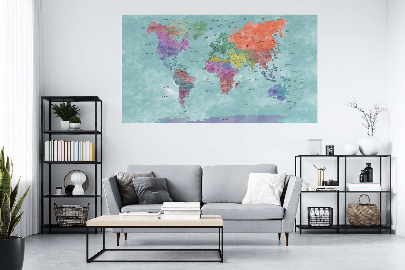Customized Large World Map Decal World Map Wallpaper World Map - Etsy