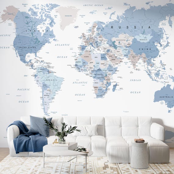 Worlds Political Map Wallpaper World Political Map Wall Mural