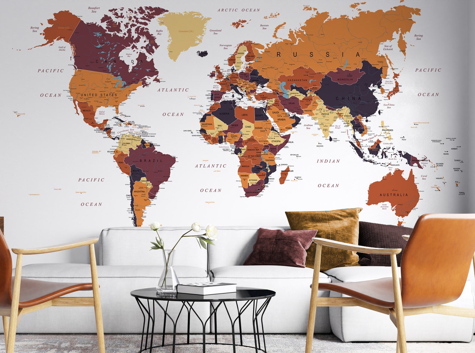Customized Large World Map Wall Decal World Map Wallpaper - Etsy