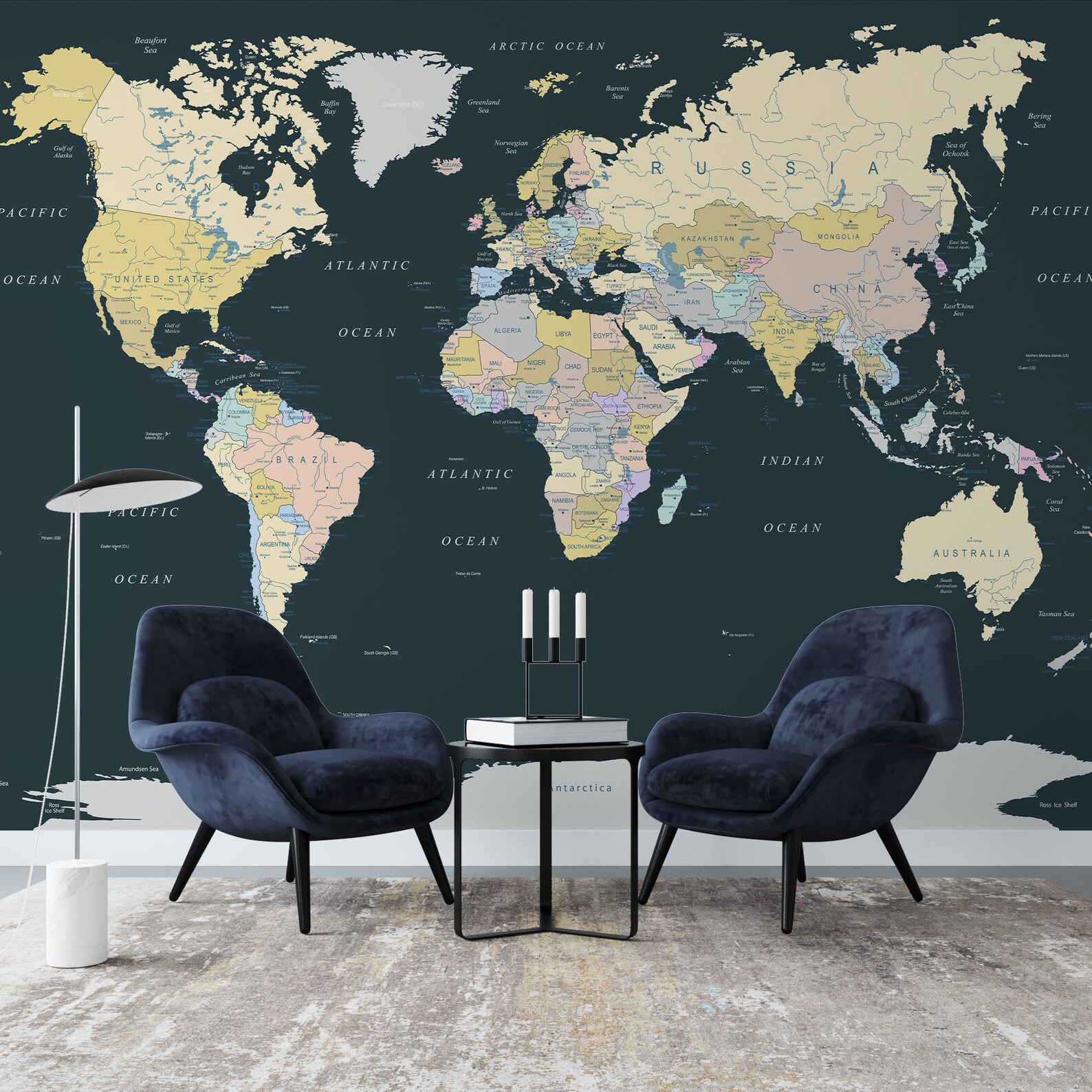 Customized Large World Map Wall Decal World Map Wallpaper | Etsy