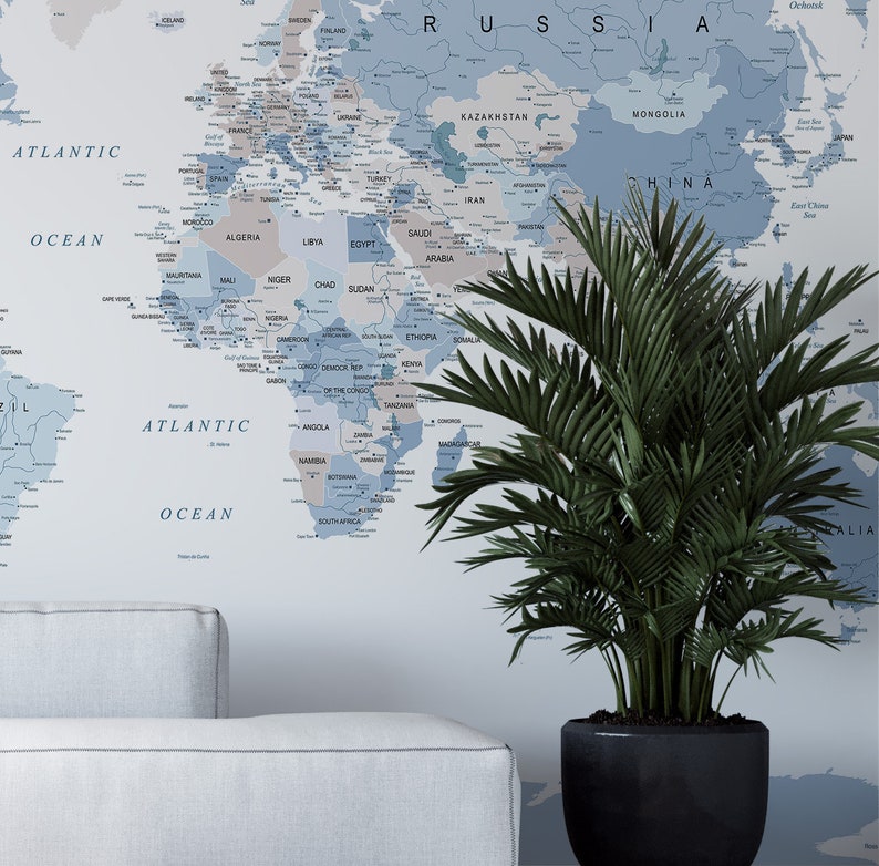 Buy Customized Large World Map Decal World Map Wallpaper World Online ...