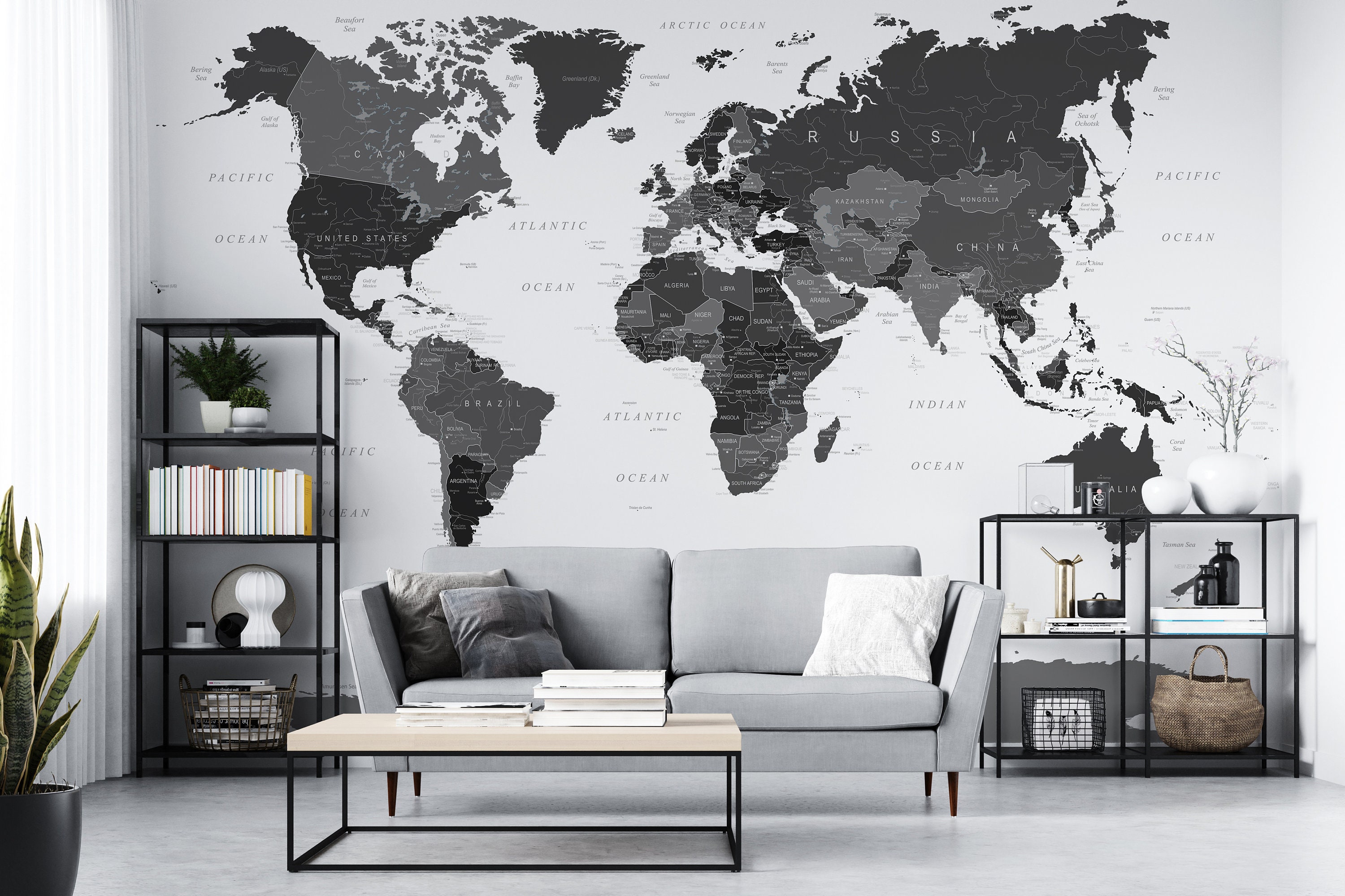 Customized Large World Map Wall Decal World Map Wallpaper - Etsy