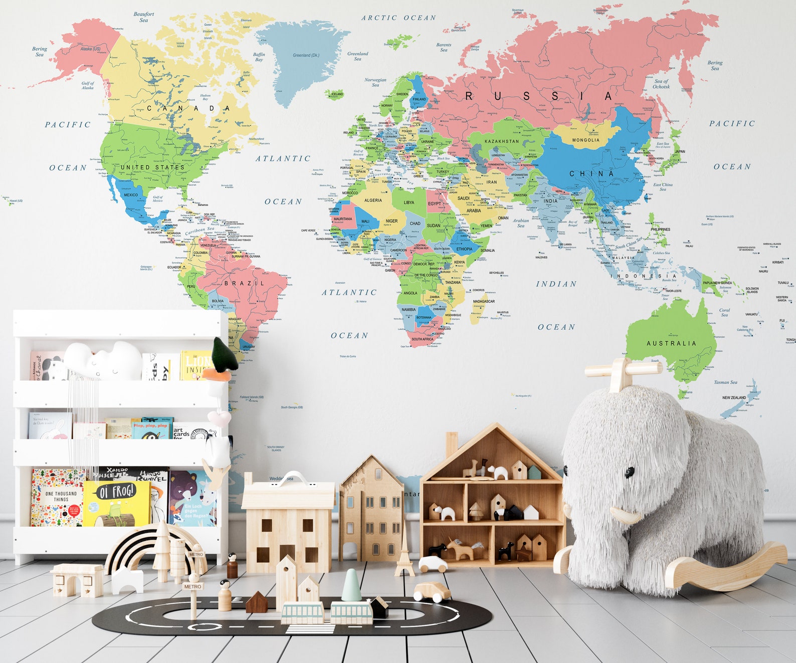 Customized Large World Map Wall Decal World Map Wallpaper - Etsy