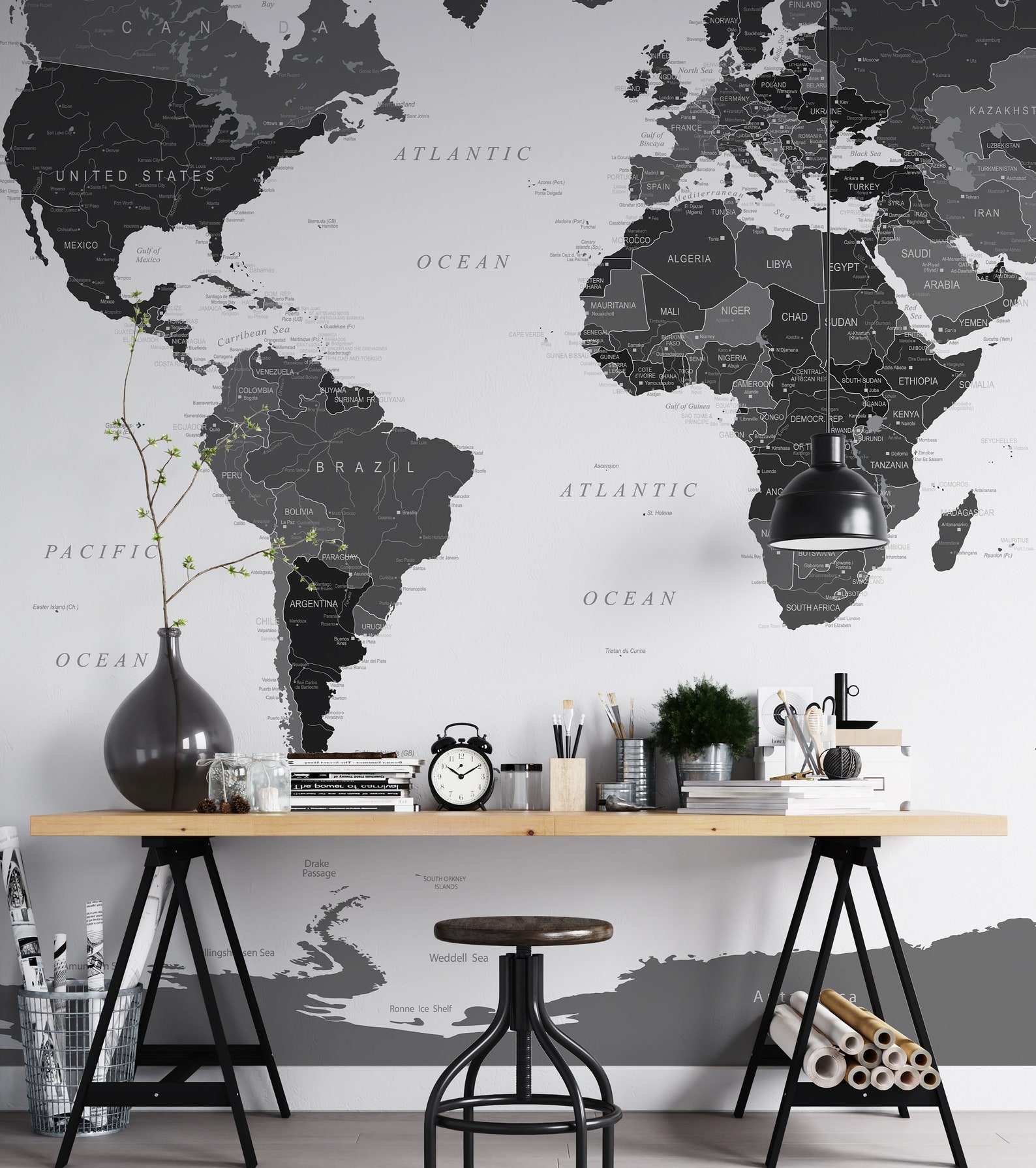 Customized Large World Map Wall Decal World Map Wallpaper - Etsy