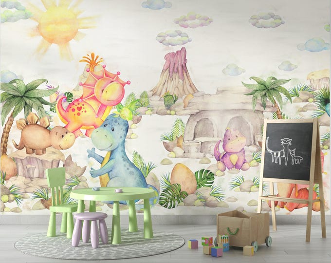 Dinosaur Wallpaper Dino Wall Design Abstract Kids and Girls Room ...