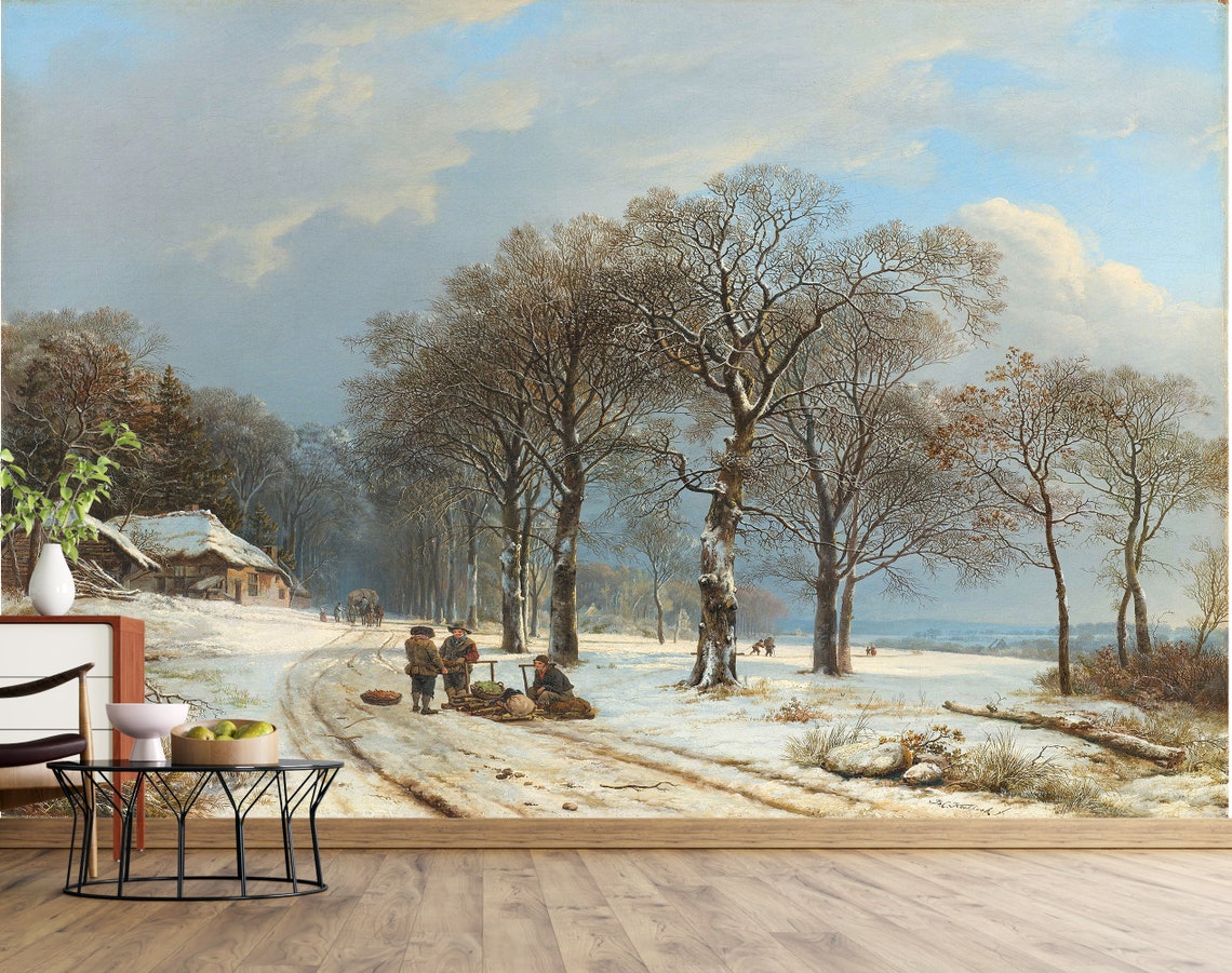 Winter Landscape Wallpaper Famous Painting Removable - Etsy